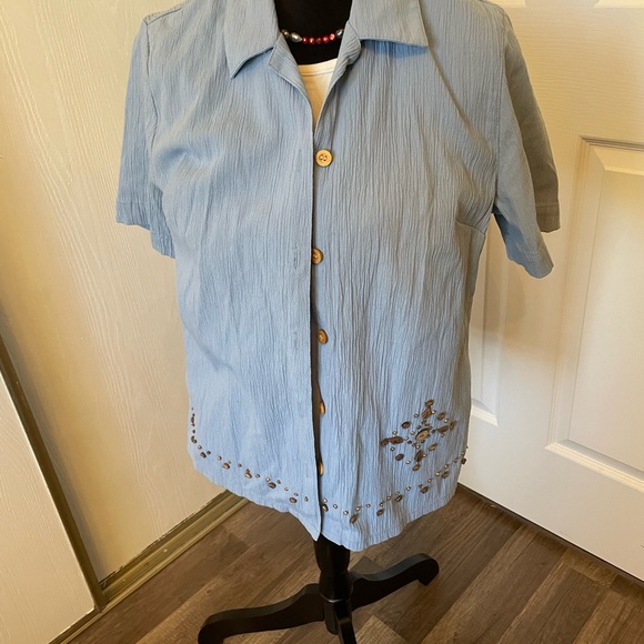 Koret | Tops | Koret Light Blue Buttonup Top With Attached White Blouse ...